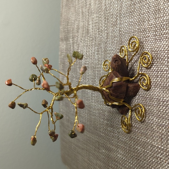 Accents | Tree Of Life Unakite Stones With Wood Turtle Base Gold Wire ...